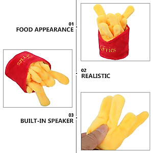 POPETPOP Dog Chew Toys, Plush Stuffed Puppy Chew Toys Shaped Plush Dog Toy Pack Hot Dog French Fries Plush Dog Toy for Small Medium Dogs