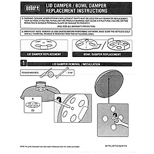 Weber Bar-B-Kettle, Charcoal Performer, Touch-N-Go Replacement Gas Grill Damper Kit 63070