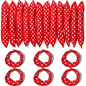 48 Pcs Soft Sleep Hair Rollers Foam Pillow Stain Heatless Curlers DIY Sponge Hair Rollers Flexible Hair Styling Tools for Long Hair Women Girls Hair Curling(Polka Dot,Cloth Cover)