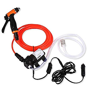 Electric Pressure Washer Pump, 80W 130 PSI 12V Portable High Pressure Car Washer Pump, Powerful Washing Car Water Pump Kit with Hose for Home Garden Vehicles Projects Patio Lawn Garden
