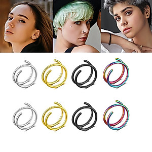 DANSOAN Fake Nose Ring for Women Teenager Stainless Steel Nose Cuffs Septum Nose Ring Piercings on Non-Pierced Nose Ring for Women Men
