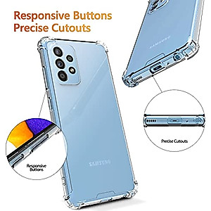 KIOMY 𝐒𝐀𝐌 𝐀𝟐𝟑 Clear Case for Samsung Galaxy A23 4G 5G with 2pcs HD Tempered Glass Screen Protectors Transparent Cover for A23 4G LTE Hybrid Hard PC Back and Flexible TPU Frame Shockproof Bumper