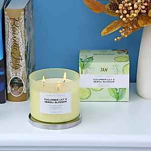 Cucumber, Lily of The Valley & Neroli Blossom Luxury 3-Wick Candle | Large Scented Candles for Home 15.8 oz | Relaxing Aromatherapy Stress Relief Candles | Natural Soy Candles for Women & Men