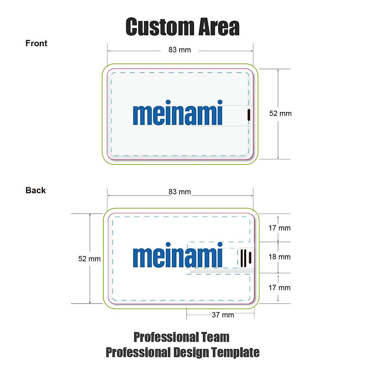 MEINAMI Customized Credit Card USB Flash Drive Thumb Drive Personalized Memory Stick 32GB 50 Pack
