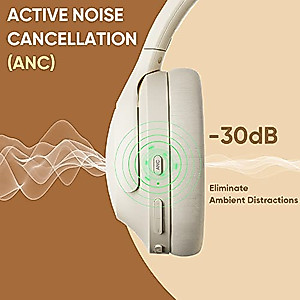 Jassco Active Noise Cancelling Headphones, ANC Wireless Over Ear Headsets, Bluetooth Headphones with Built-in Microphone, Hi-Res Audio, Low Latency, 40H Playtime, for Travel, Home, Work