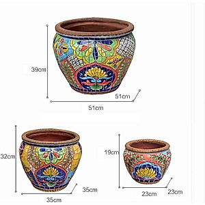 UimimiU Hand-Painted Mosaic Planter Pot Ceramic Flower Pots Round Classical Outdoor Large Plant Pots Garden Balcony Decorpe Vase Container Potss Planters for Villa Garden Corridor Aisle