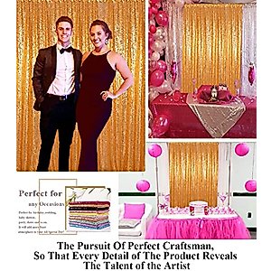 Partisout Sequin Curtain Backdrop 8ftx10ft Sequin Backdrop Sequence Backdrop Party Glitter Backdrop Sparkle Backdrop Wedding Photo Backdrop and Shimmer Backdrop (8ftx10ft, Gold)
