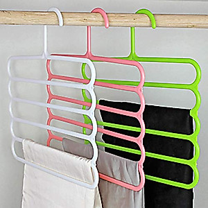 shlutesoy Space Saving Multi-Purpose Clothes Hangers,Non-Slip Space-Saving 5 Layered Closet Hook for House Wives Green