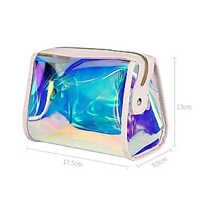 Susanki Holographic Transparent Makeup Case Clear Cosmetic Bag Organizer for Women