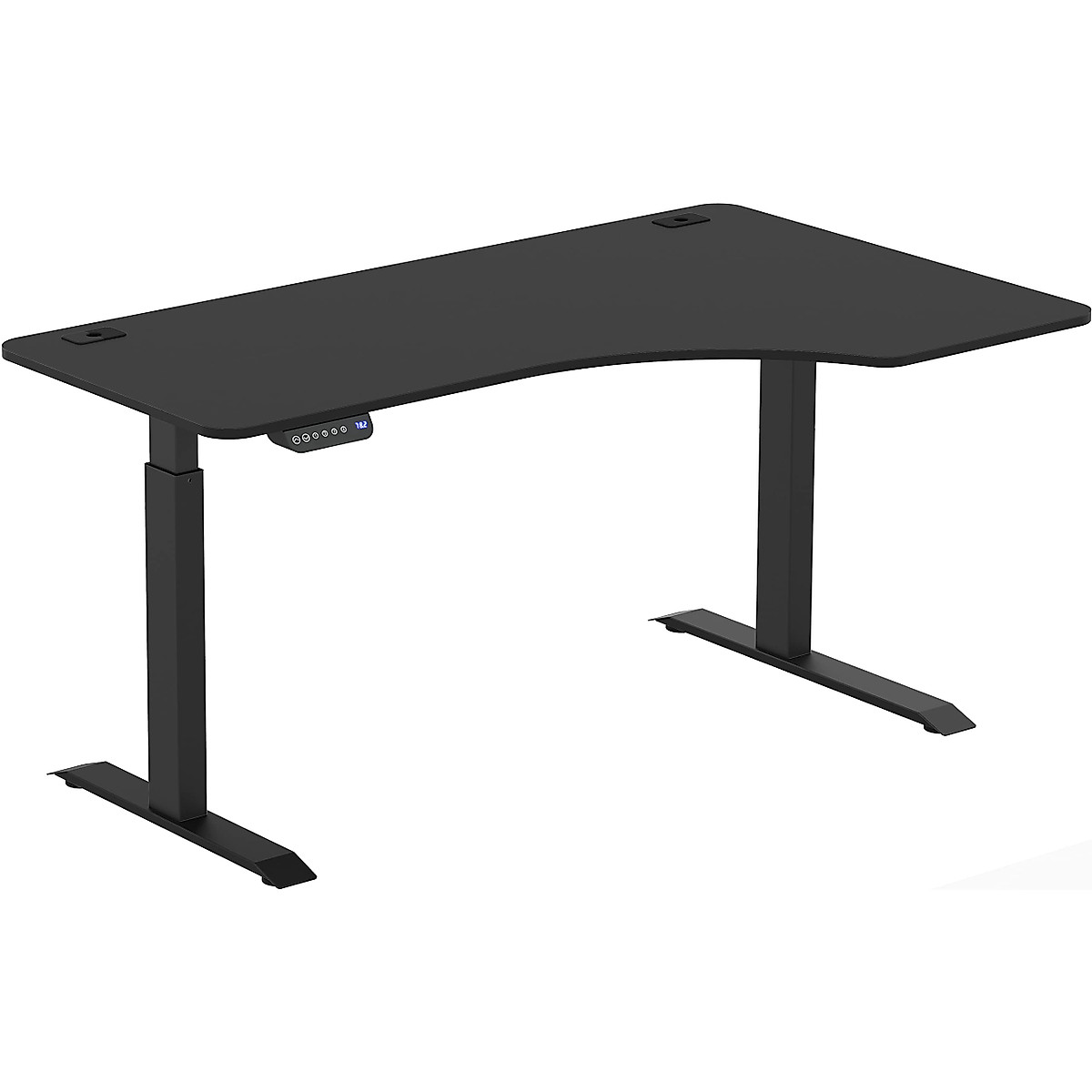 SHW 55-Inch Large Electric Height Adjustable L-Shaped Standing Desk with Right Facing Corner, Black