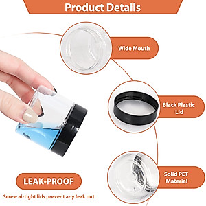 50pcs 2 oz Clear Plastic Round Jars with Black Lids, 2oz 60ml Leak-Proof Wide-Mouth Cosmetic Storage Containers for Kitchen Use, Beauty Products, Cream, Scrubs, Bath Salt and More
