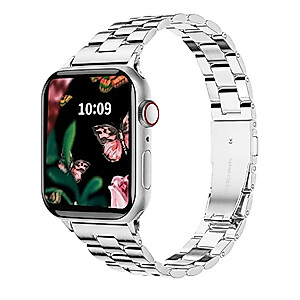 Fitlink Slim Stainless Steel Metal Band for Apple Watch 38/40/41/42/44/45/49mm, Apple Watch Band for Apple Watch Series Ultra Apple Watch Series 8 7 6 5 4 3 SE