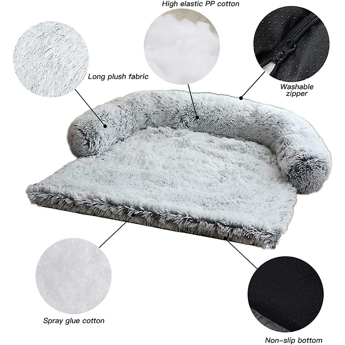 Berocia Calming Dog Bed Soft Fluffy Plush Dog Mat for Sofa Couch Pet Furniture Protector with Washable Cover for Large Medium Small Dogs Cats Puppy Thick Blanket Cushion Kennel with Nonskid Bottom