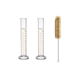 Ronyes Lifescience 100 mL Glass Graduated Cylinder Measuring Single Metric Scale 2 Pcs with Brush (Pack of 2) …