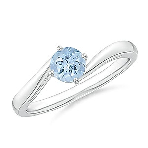 CARILLON Stackable Round 0.50 Ctw Aquamarine Gemstone 925 Sterling Silver Women Wedding Ring (Sterling Silver, 5.5)