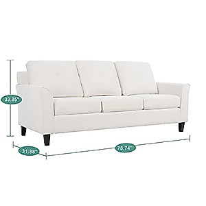Raelynn Button Tufted Sofa Affordable Cream Modern Sofa for Budget-Conscious Buyers Microfiber Couch for Small Spaces Durable Sturdy Living Room Furniture Tool-Free Assembly and Easy Maintenance