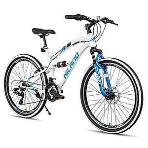 HH HILAND 26 Inch Mountain Bike, Full-Suspension 21 Speeds Drivetrain, MTB Bicycle for Men Mens Women Bike