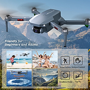 FPV Drone with 2 Camera for Adults, Foldable WIFI RC Quadcopter Remote Control Airplanes Kit with 2 Batteries,Advanced Brushless Motors, Long Range Video Transmission, 3D Flip, Auto Return Home,APP Control (Gray)