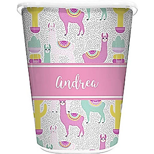 RNK Shops Llamas Waste Basket - Single Sided (White) (Personalized)