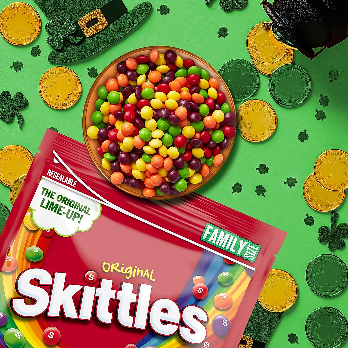 SKITTLES Original Chewy Colorful Rainbow Easter Egg Basket Candy Filler, Family Size, 27.5 Oz Resealable Bulk Bag