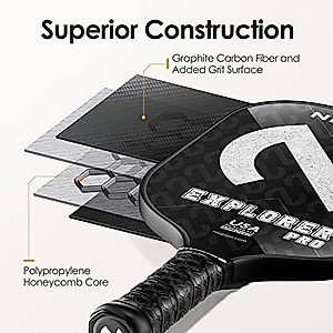 Niupipo Explorer Pro Pickleball Paddle - Graphite Carbon Fiber, USA Approved Pickleball Paddles for Sanctioned Tournament Play, Co-Designed by The Top 5 Touring Pro Pickleball Player FAD