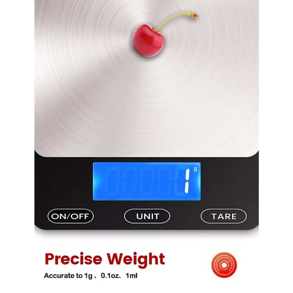 Food Scale -33lb Digital Kitchen Scale for Food Ounces Grams Rechargeable 304 Stainless Steel,Batteries and Type-C Charging | Perfect for Meal Prep, Cooking, and Baking