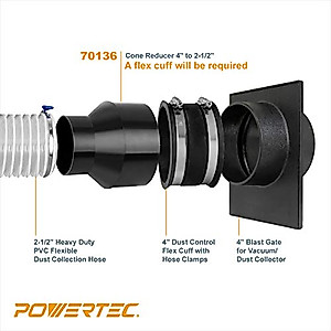 POWERTEC 70136 4-Inch Hose to 2-1/2 Inch Hose Cone Reducer
