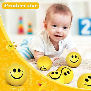 2.5 Inch Smile Face Stress Balls Bulk Happy Smile Stress Relief Balls Mini Funny Foam Balls Kids Smile Face Toys for Teens Adults Carnival Christmas Party Bag Fillers (Yellow,100 Pcs)