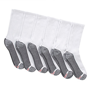 Hanes mens Max Cushion Socks, Available in 6 and 12-pair Pack B T ComfortTop White Crew, White/Grey Foot Bottom, 12 14 US