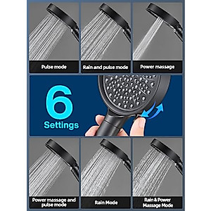 Cobbe Filtered Shower Head with Handheld, High Pressure 6 Spray Mode Showerhead with Filters, Water Softener Filters Beads for Hard Water - Remove Chlorine - Reduces Dry Itchy Skin, Matte Black