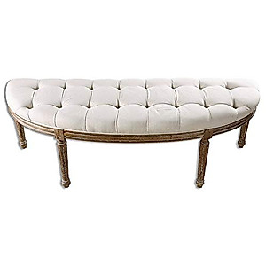 Uttermost Leggett White Button Tufted Accent Bench