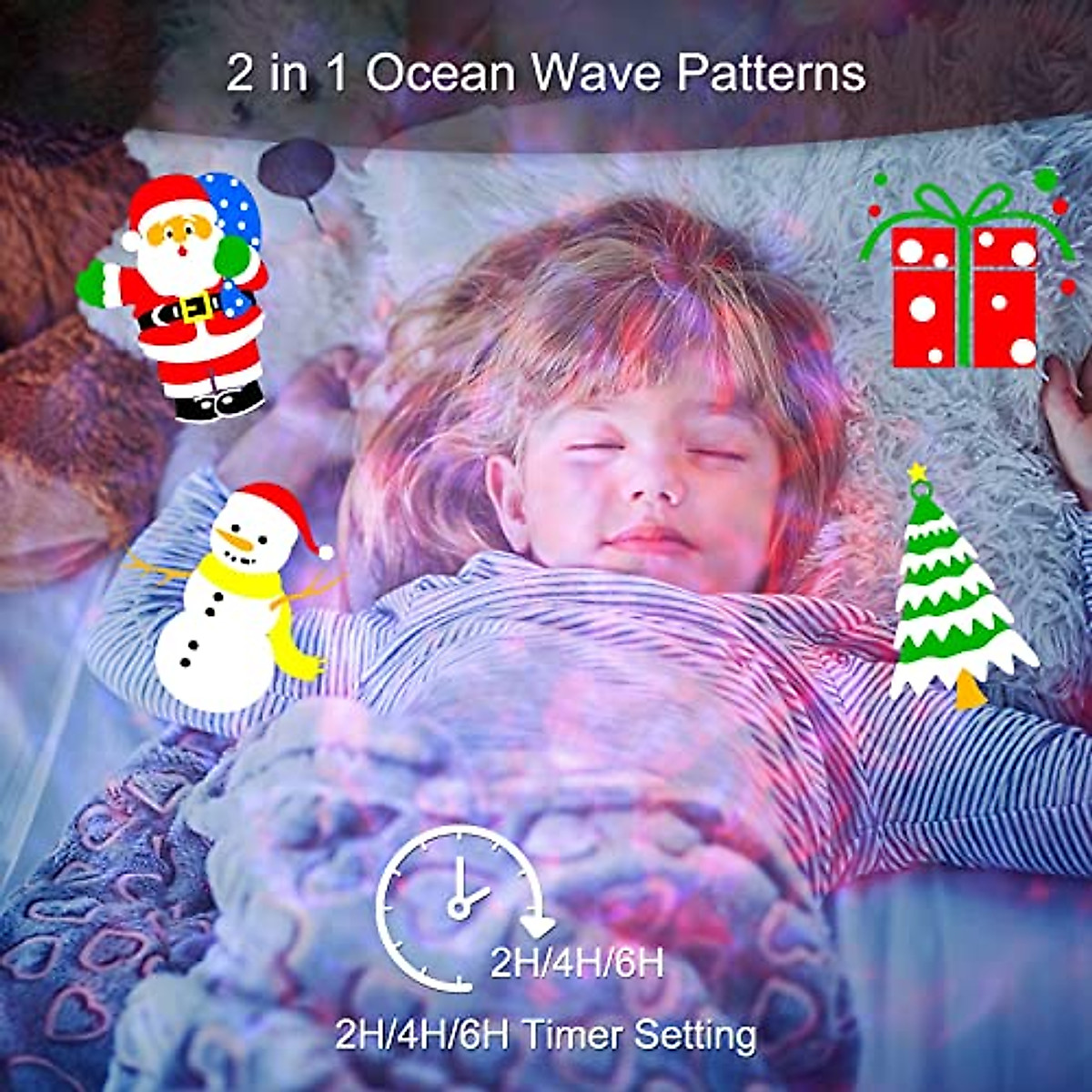 Holiday Projector Lights Outdoor Halloween Christmas LED Projector Lights 3D Ocean Wave & 20 Patterns Projection Light with Remote for Holiday Birthday Xmas Party Landscape Decorations