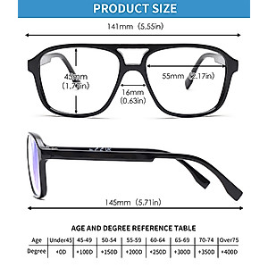 JM 3 Pack Oversized Aviator Reading Glasses for Women Men, Retro Square Blue Light Computer Readers +0.0