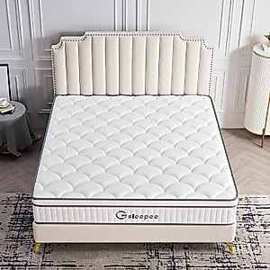 Gsleepee King Mattress, 12 Inch King Size Mattress in a Box, Gel Memory Foam Hybrid Mattress for Motion Isolation, Soft and Comfortable Mattress, Pressure Relief, Medium Firm Support