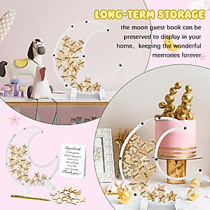 Kosiz Large Acrylic Moon Baby Shower Guest Book Alternatives Twinkle Star Baby Shower Decorations Addition for 60 Guests Baby Shower Sign Picture Frame Pregnancy Keepsake for Soon to Be Moms(White)