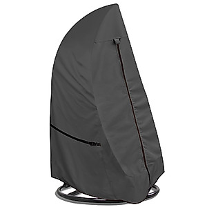 Porch Shield Patio Hanging Egg Chair Cover - 600D Waterproof Outdoor Single Seat Wicker Swing Egg Chair with Stand Protector, Black
