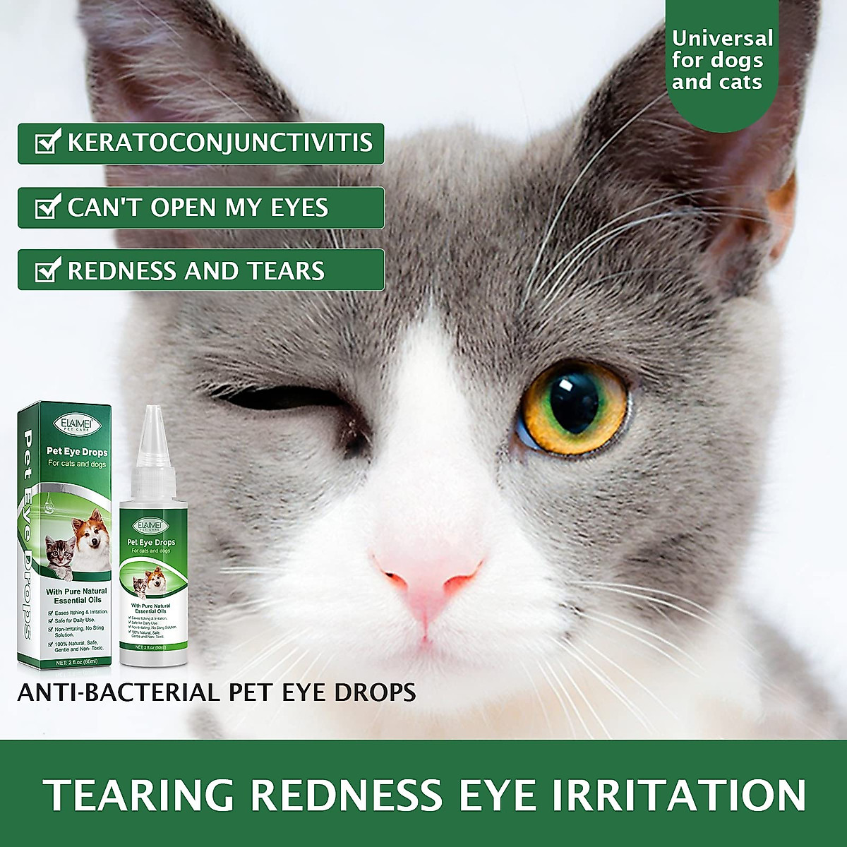 Eye Drops for Dogs and Cats, Gentle Formula Dog Eye Drops, Flush & Soothe Eye Irritations Supports Eyes Infection Relief Eye Cleaner, - Pet Eye Gentle Care Supplement Cats Drops for Eyes - 4.04 fl oz