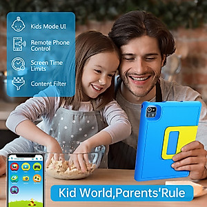 LVILLE Kids Tablet 10" Android 12 Tablet PC 10.1" Display, Quad Core Processor, 2GB+32GB, 6000mAh, Kidoz Pre Installed, Parental Control Tablet for Kids, Wi-Fi, Bluetooth, Kid-Proof Case (Blue)