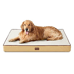 Bedsure Orthopedic Dog Bed for XL Dogs - Memory Foam Dog Beds, 2-Layer Thick Pet Bed with Removable Washable Cover and Waterproof Lining (44x32x4 Inches), Spicy Mustard
