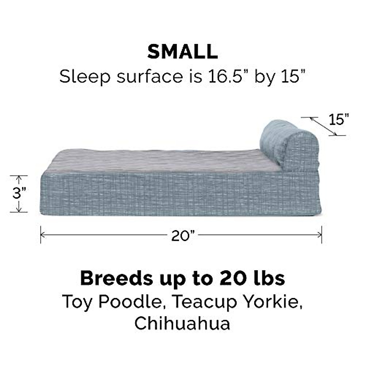 Furhaven Replacement Dog Bed Cover Quilted Fleece & Suede Print Chaise, Machine Washable - Titanium, Small
