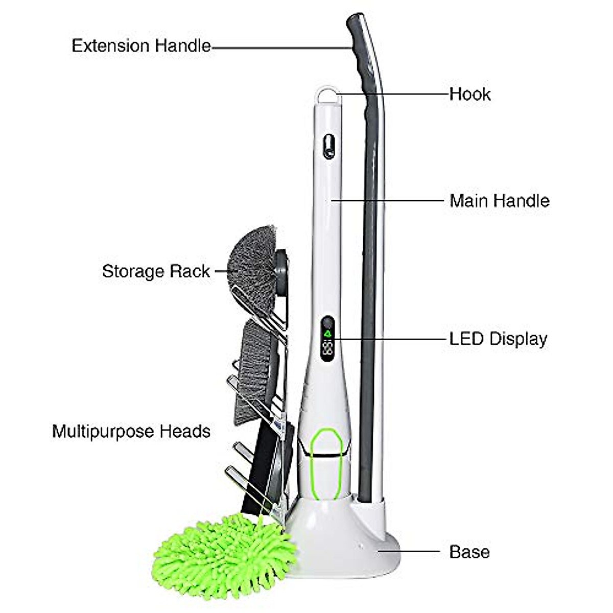 Toxz Multifunctional Stubborn Handheld Cleaning Brush Portable Four-Piece for Family Car White,Waterproof,Two Modes,Low Noise,Adjustable Head(Ship from US!)