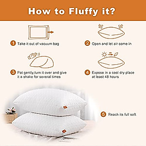 OYT Memory Foam Cooling Bed Pillows for Sleeping - 2 Pack Adjustable Standard Size Gel Shredded Pillows for Sleeping Set of 2 with Side Back Sleepers Washable Removable Cover