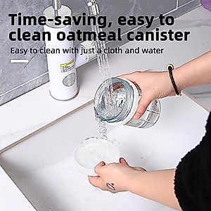 SMARCH Overnight Oats Jars with Lid and Spoon Set of 2, 16 oz Large Capacity Airtight Oatmeal Container with Measurement Marks, Mason Jars with Lid for Cereal On The Go Container (white)