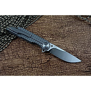 twosun TWOSUN Pocket Knife M390 Blade Flipper TC4 Titanium Handle TS308