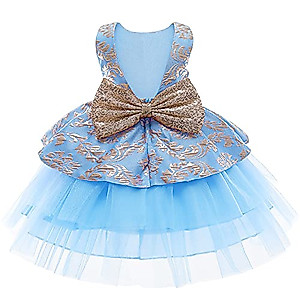 Easter Romper Toddler Girl Wedding Tulle Kids Pageant Dress Birthday Girls Bowknot Girls (Blue, 18-24 Months)
