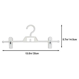 DOITOOL 10 Pack Plastic Skirt Hangers, Space Saving Cloth Hangers with Retractable Clips, Non Slip Clip Hangers for Pants, Bulk Plastic Hangers Closet Organizer (White)