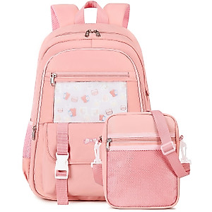 Bluboon Kids School Backpacks for Girls Elementary Bookbags Middle School bags Travel Rucksack Casual Daypack with Crossbaby Bag Messenger Bags