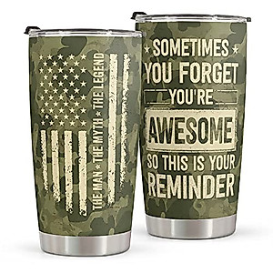 Macorner Gifts for Men - Stainless Steel Tumbler 20oz - Fathers Day & Veteran Gift For Men Dad Grandpa - Christmas Birthday Thank You Gifts For Men Husband Brother Uncle Coworkers Friends Employee