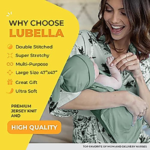 LUBELLA SUPPLY COMPANY Stretchy Swaddle Blankets for Baby Boy & Girl - Newborn Swaddles 0-3 Month - Large 47" Bamboo Swaddle Blankets and Hat Set (Sage Green)