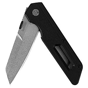 Kershaw Mixtape Pocketknife; 3.1 Inch 8Cr13MoV Stonewashed Stainless Steel Reverse Tanto Blade, Glass Filled Nylon Handle, Manual Opening, Liner Lock and Thumb Disk (2050), Black, Normal